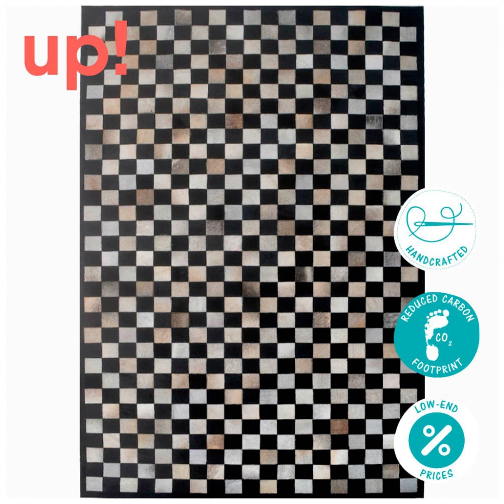 Checkerboard Cowhide Rug | Upcycle Refinery | Free Worldwide Shipping