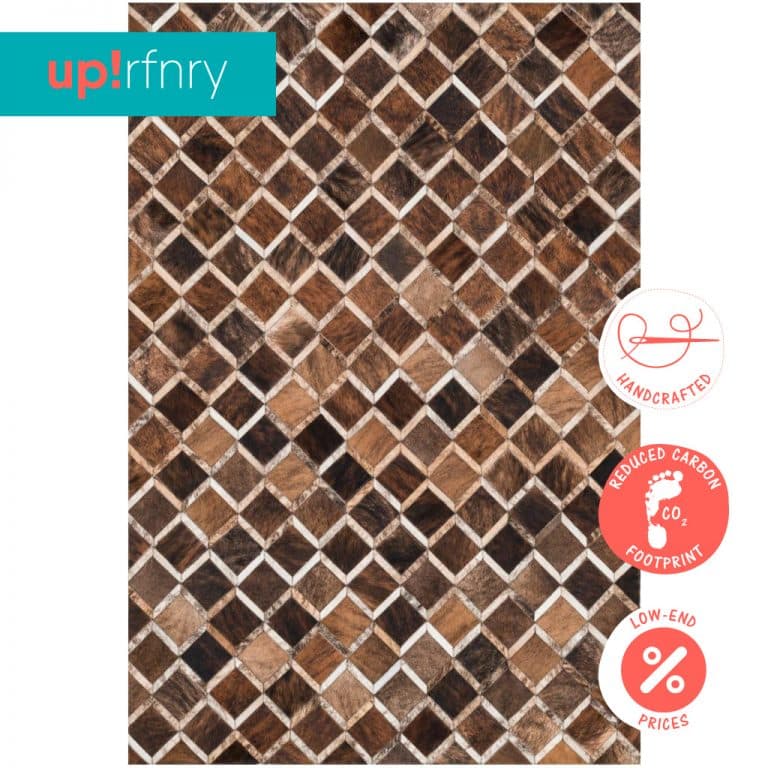 Diamond Cowhide Rug | Patchwork Rugs | Upcycle Refinery | Free ...