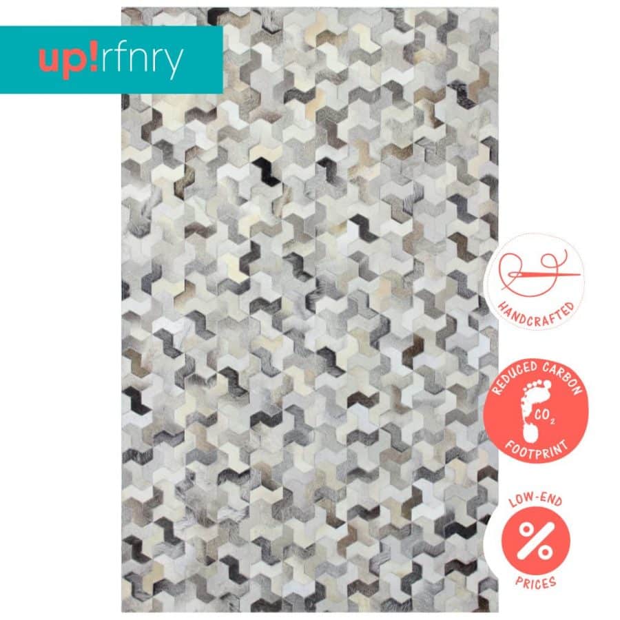 Grey Patchwork Cowhide Rug - Upcycle Refinery | Free Worldwide Shipping