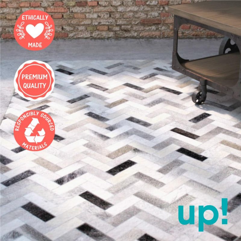 Herringbone Cowhide Rug | Upcycle Refinery | Free Worldwide Shipping