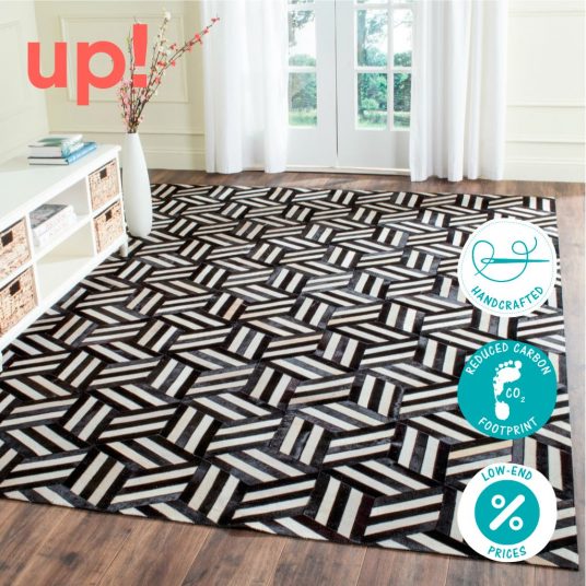 Black and White Geometric Rug | Upcycle Refinery | Free Worldwide Shipping