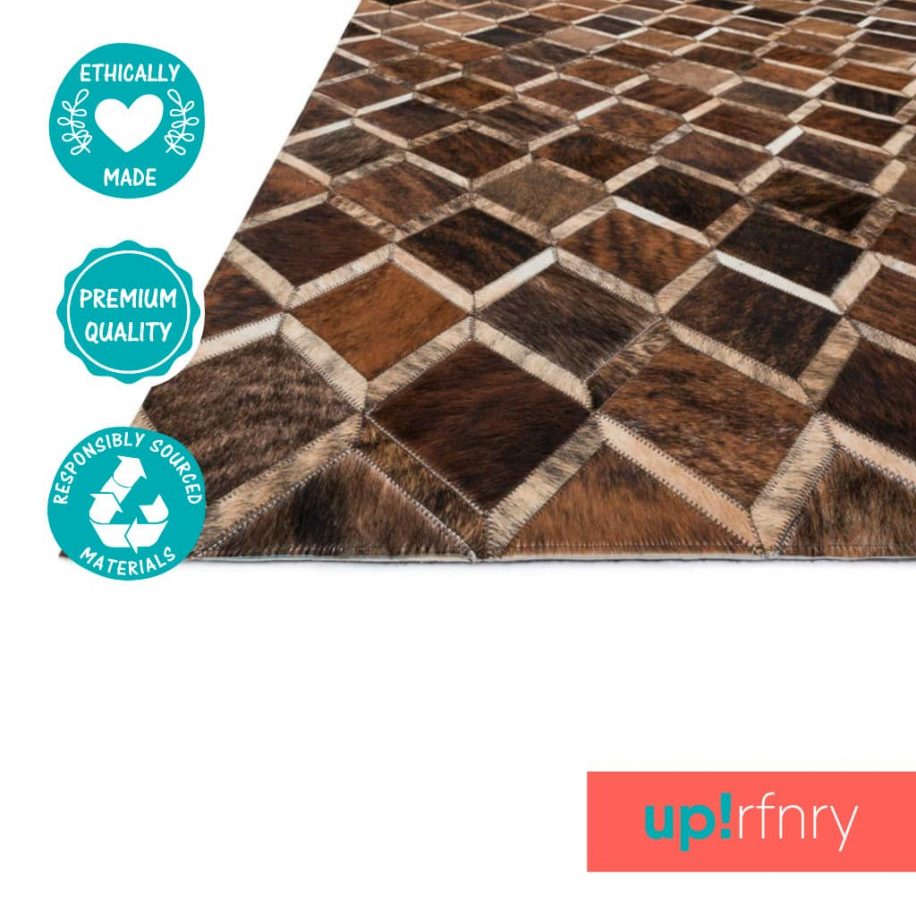 Diamond Cowhide Rug | Patchwork Rugs | Upcycle Refinery | Free ...