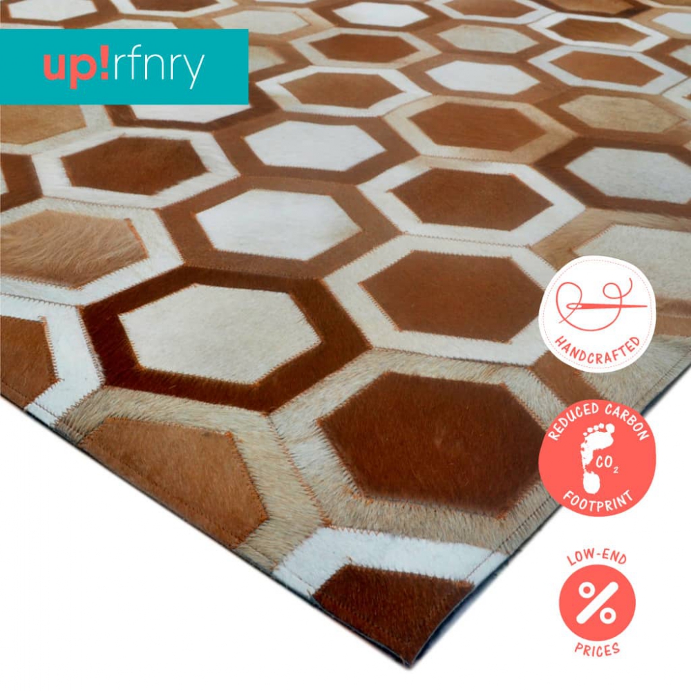 Hexagon Cowhide Rug | Patchwork Rugs | Upcycle Refinery | Free ...