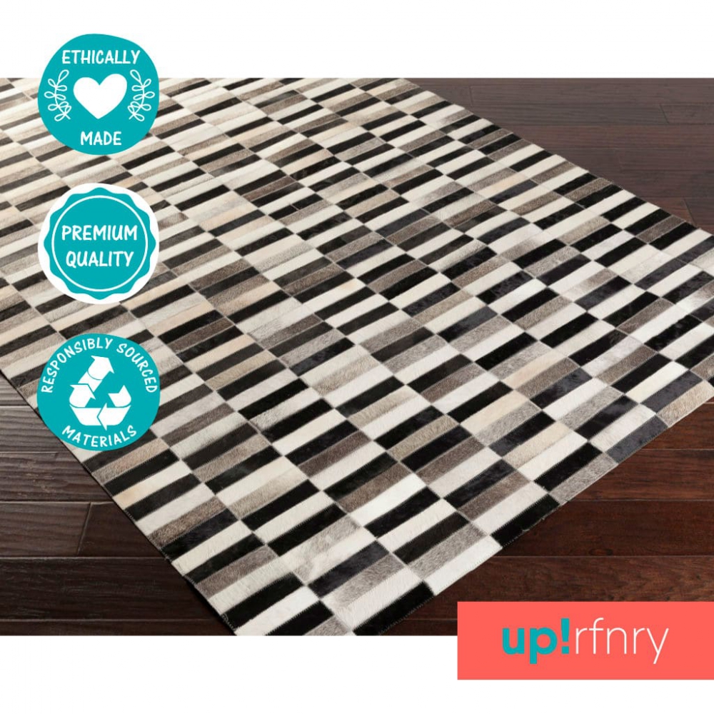 Offset Stripe Cowhide Rug | Upcycle Refinery | Free Worldwide Shipping
