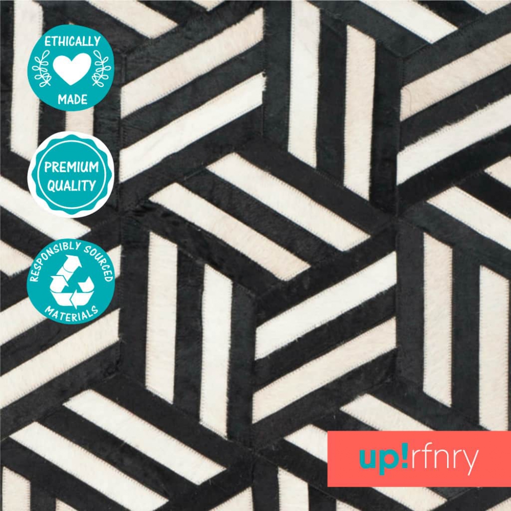 Black and White Geometric Rug | Upcycle Refinery | Free Worldwide Shipping