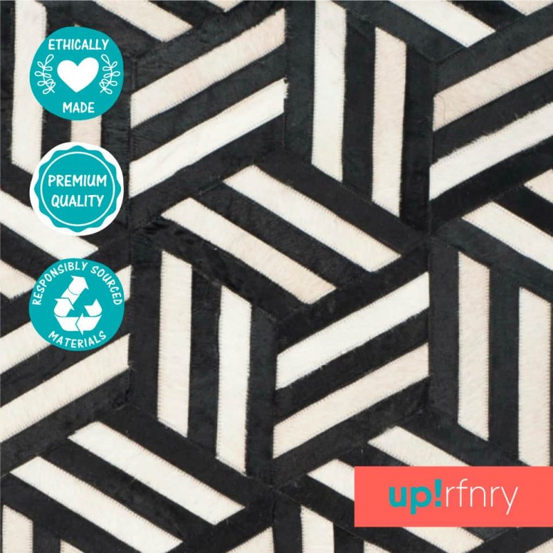 Black and White Geometric Rug | Upcycle Refinery | Free Worldwide Shipping